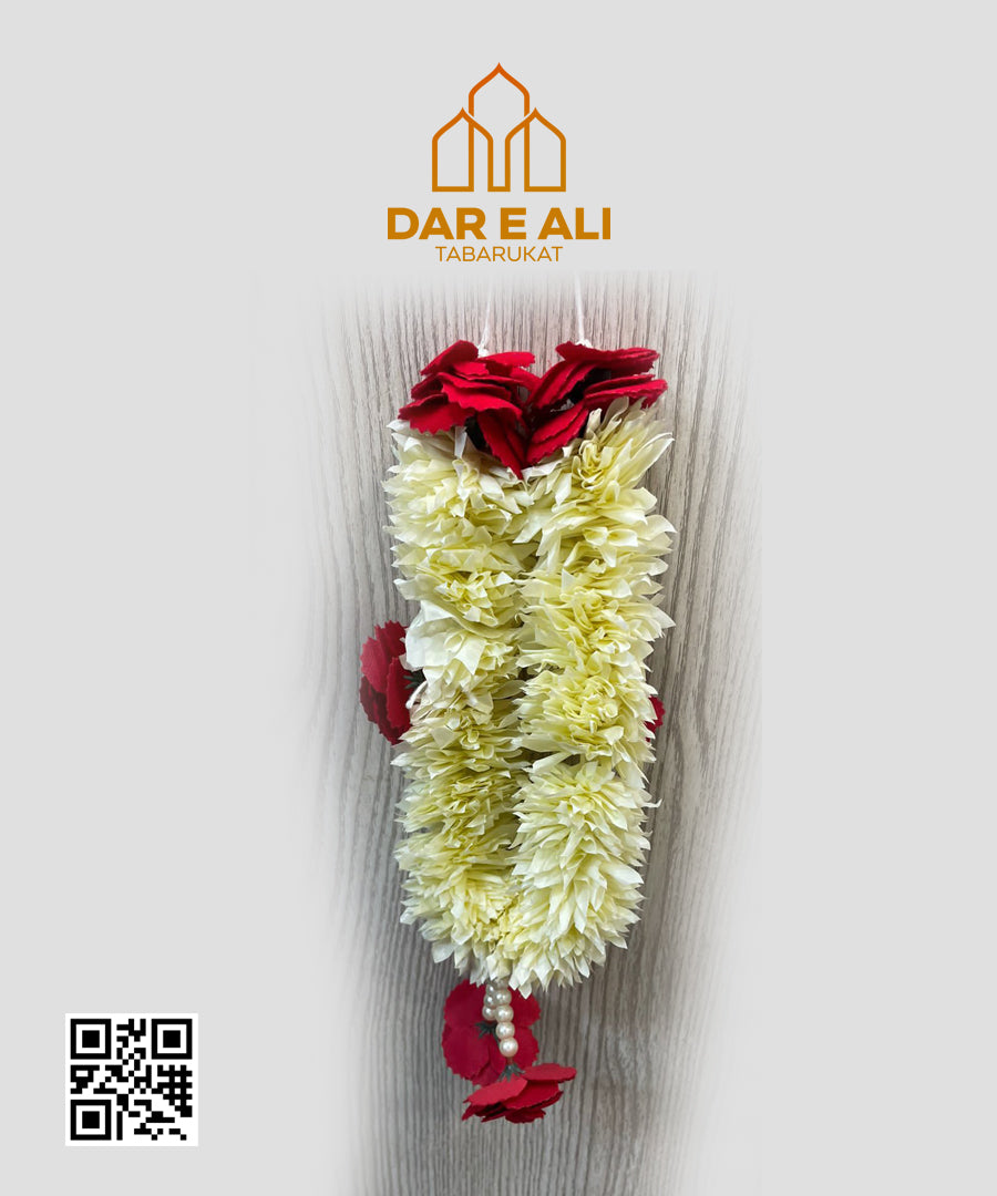 Red White Flower Mala – Dar E Ali Tabarukat